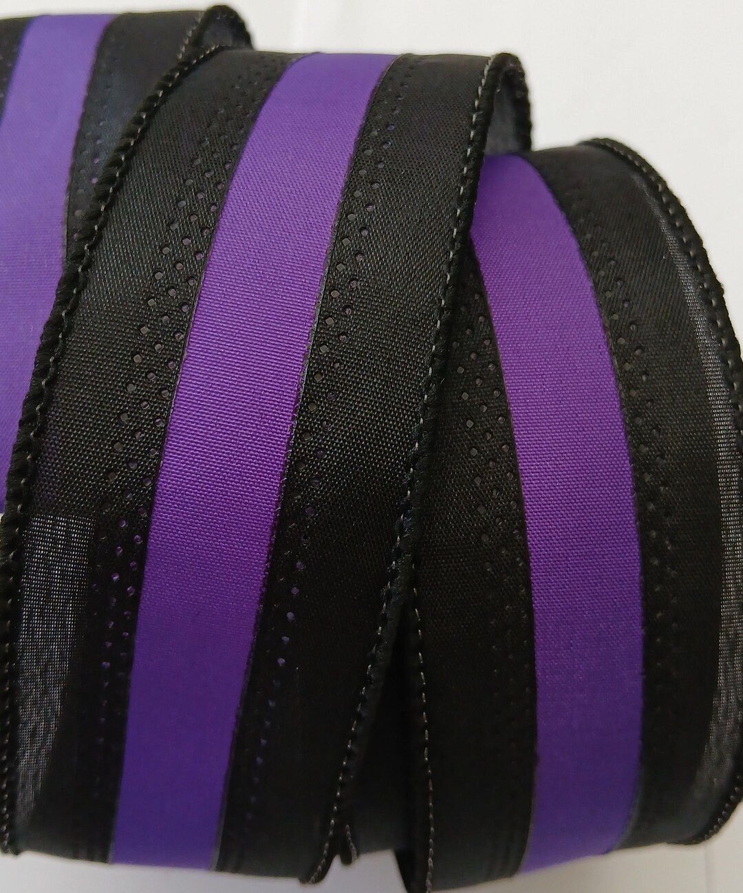 9 Meters Wire Edged Wreath Ribbon Halloween Black & Purple Vertical ...