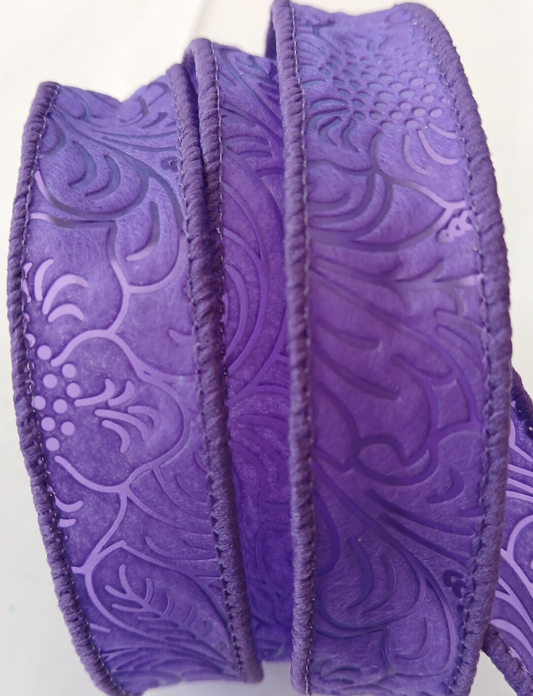 Halloween Purple Embossed Flower Wired Ribbon: USA Import - 9 Meters - Etsy