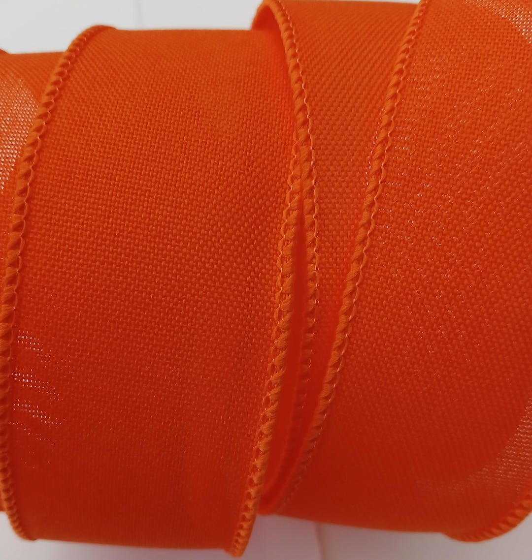 9 Meters Wire Edged Wreath Ribbon Halloween Solid Orange on Medium ...