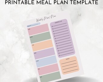 Weekly Meal Planner Meal Planner Printable Planner Minimalist Template ...