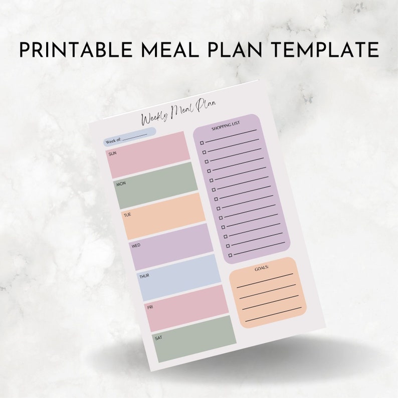 Printable Weekly Meal Plan Template - Etsy