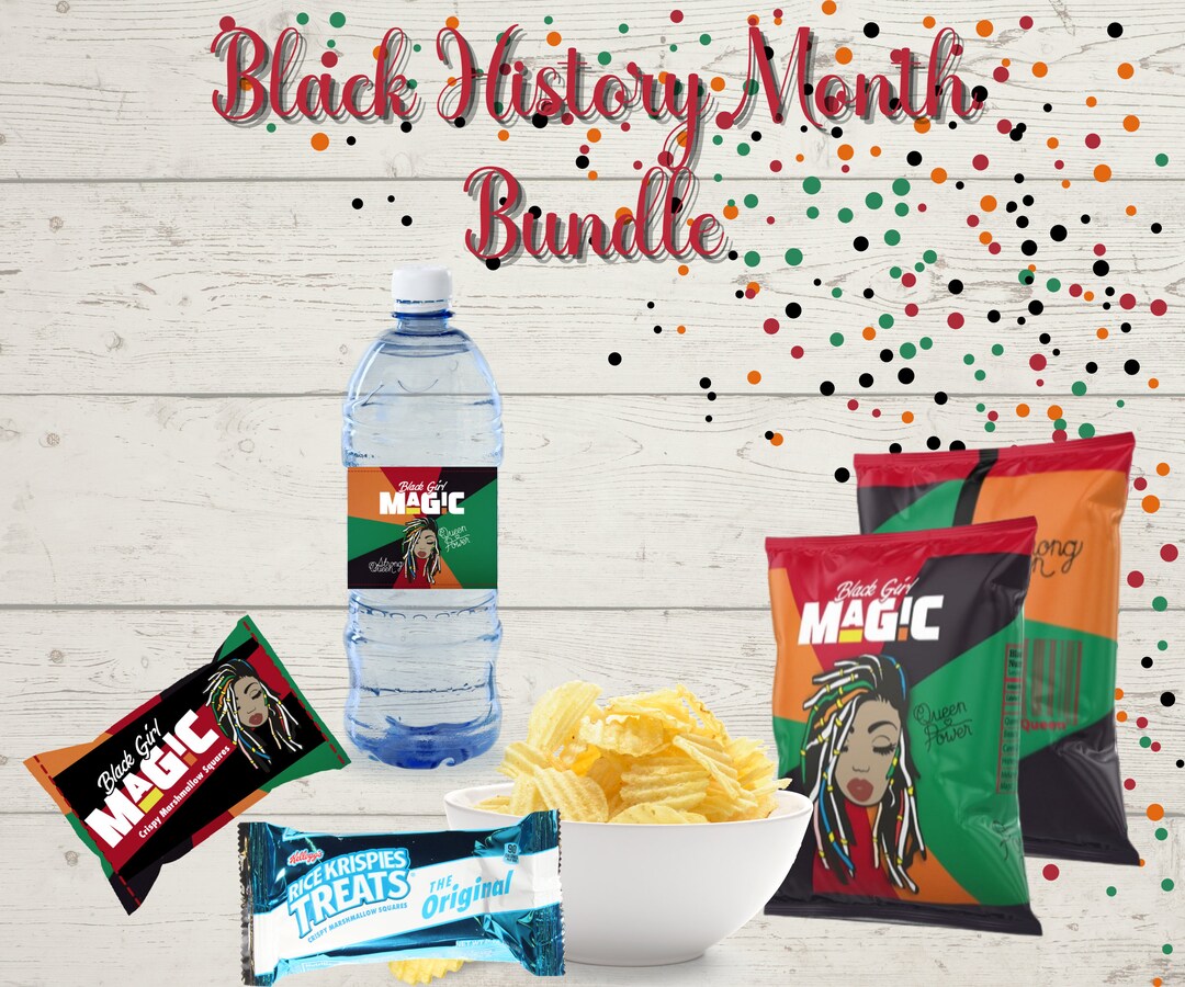 Black History Month Bundle, Chip Bag, Rice Krispies Wrapper, Water ...