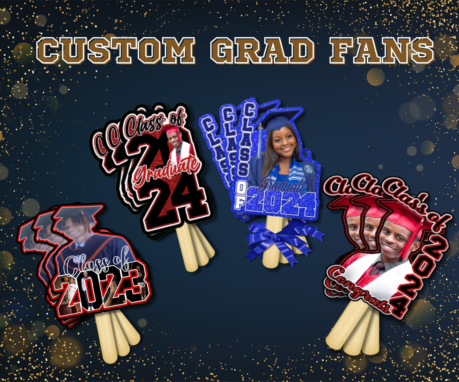 Custom Graduation Fans 2024, Graduate 2024, Custom Grad Fans, Class of ...