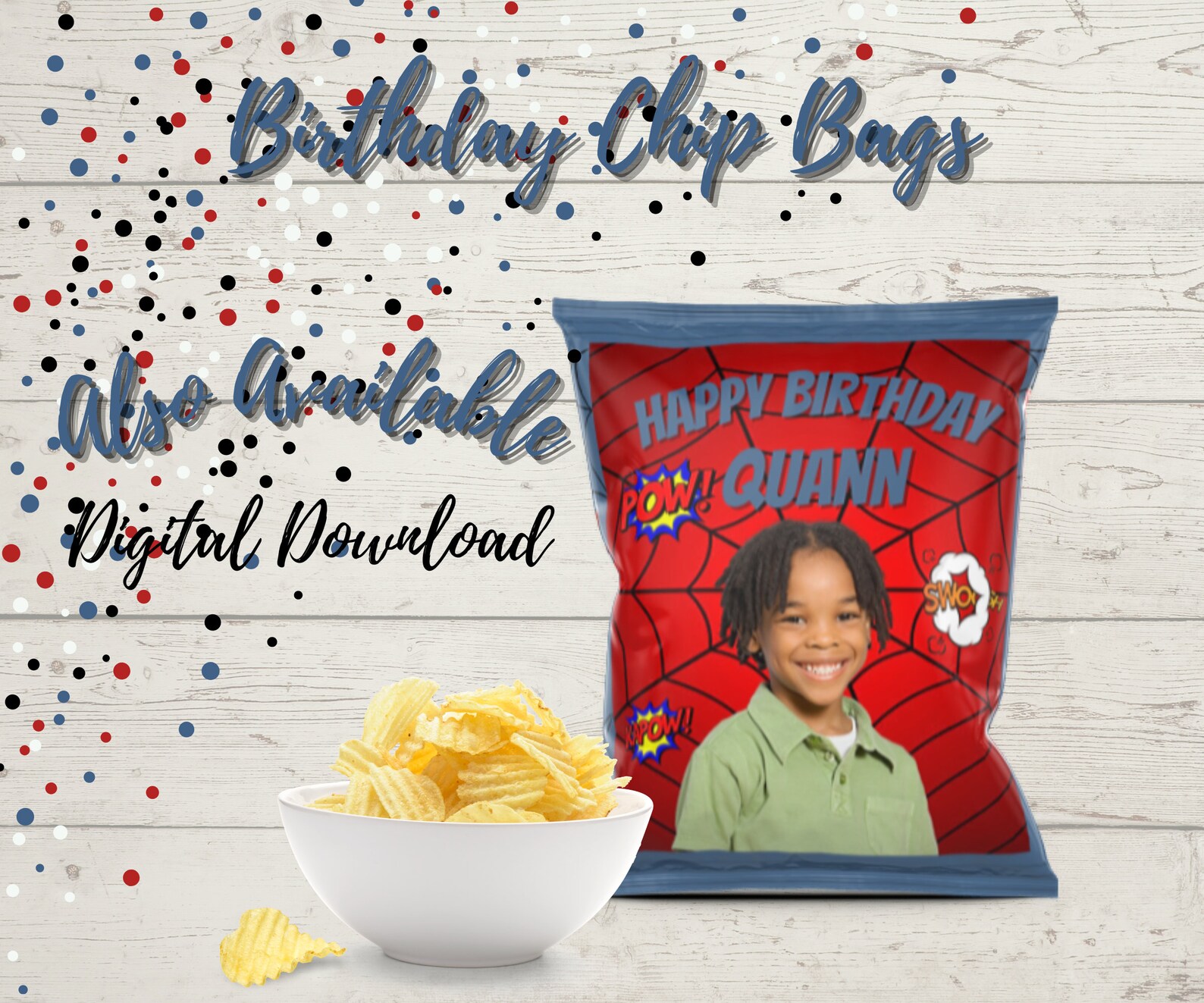 Editable Birthday Chip Bag, Personalized Kid Birthday Chip Bags, Kid ...
