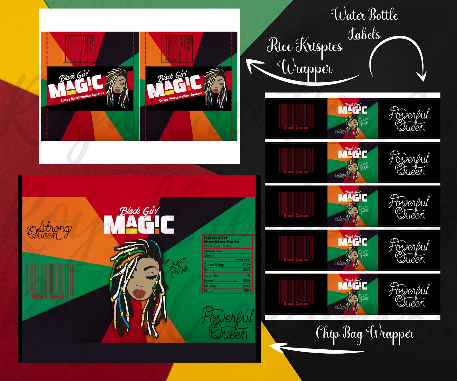 Black History Month Bundle, Chip Bag, Rice Krispies Wrapper, Water ...