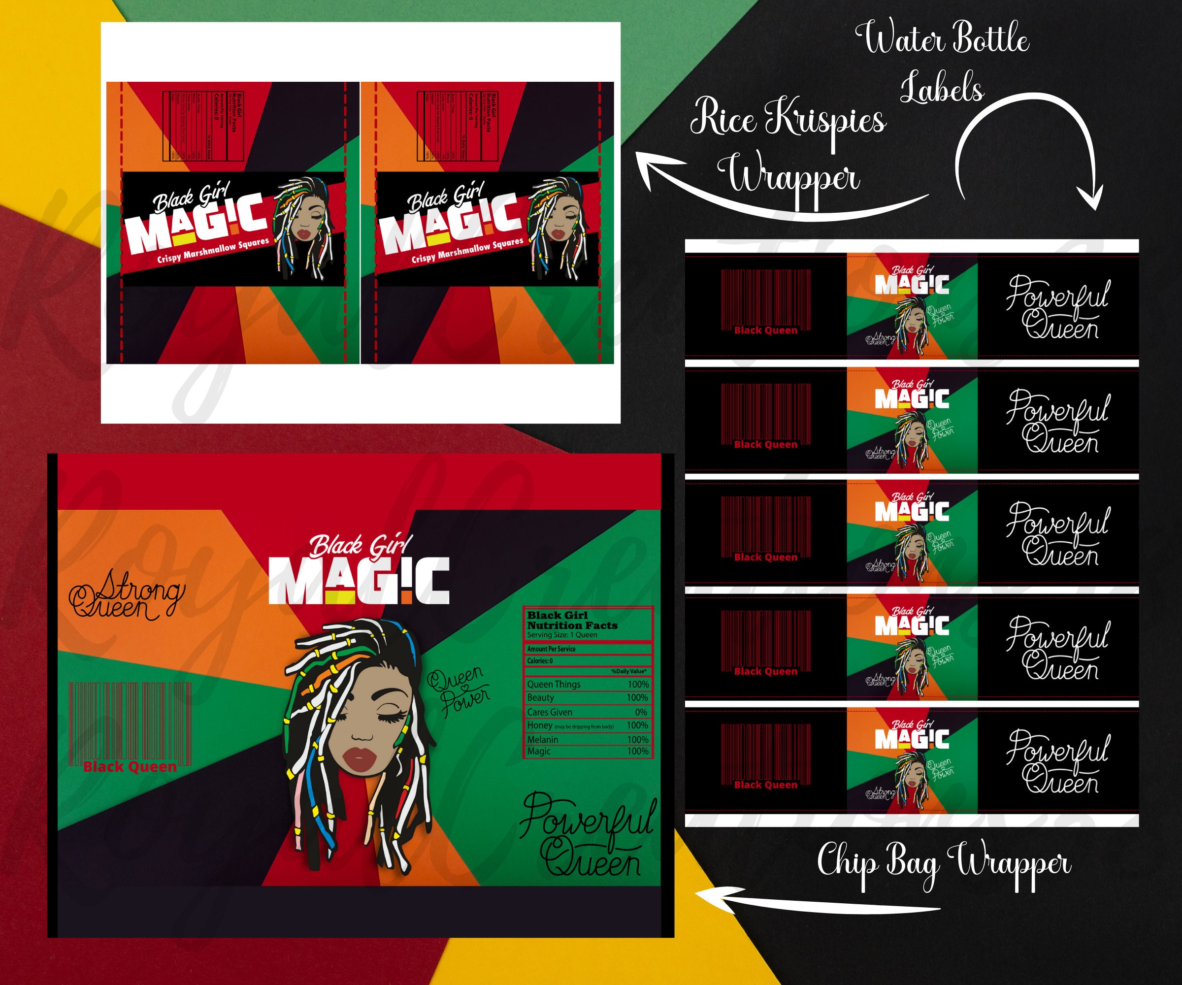 Black History Month Bundle, Chip Bag, Rice Krispies Wrapper, Water ...