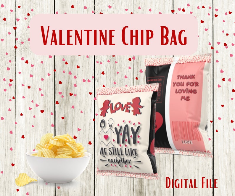 Valentine Chip Bag, Valentine Treat Bag, Valentine Favors, Valentine ...