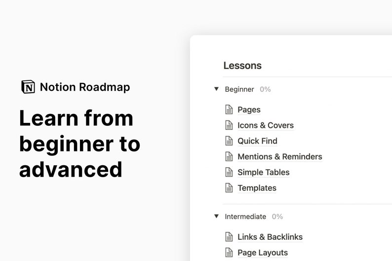 Notion Beginner Roadmap Template Notion Template - Etsy
