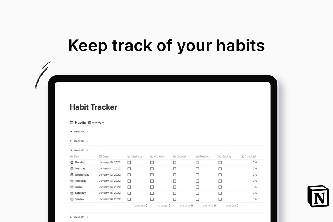 Notion Habit Tracker Template | Notion Template - Etsy