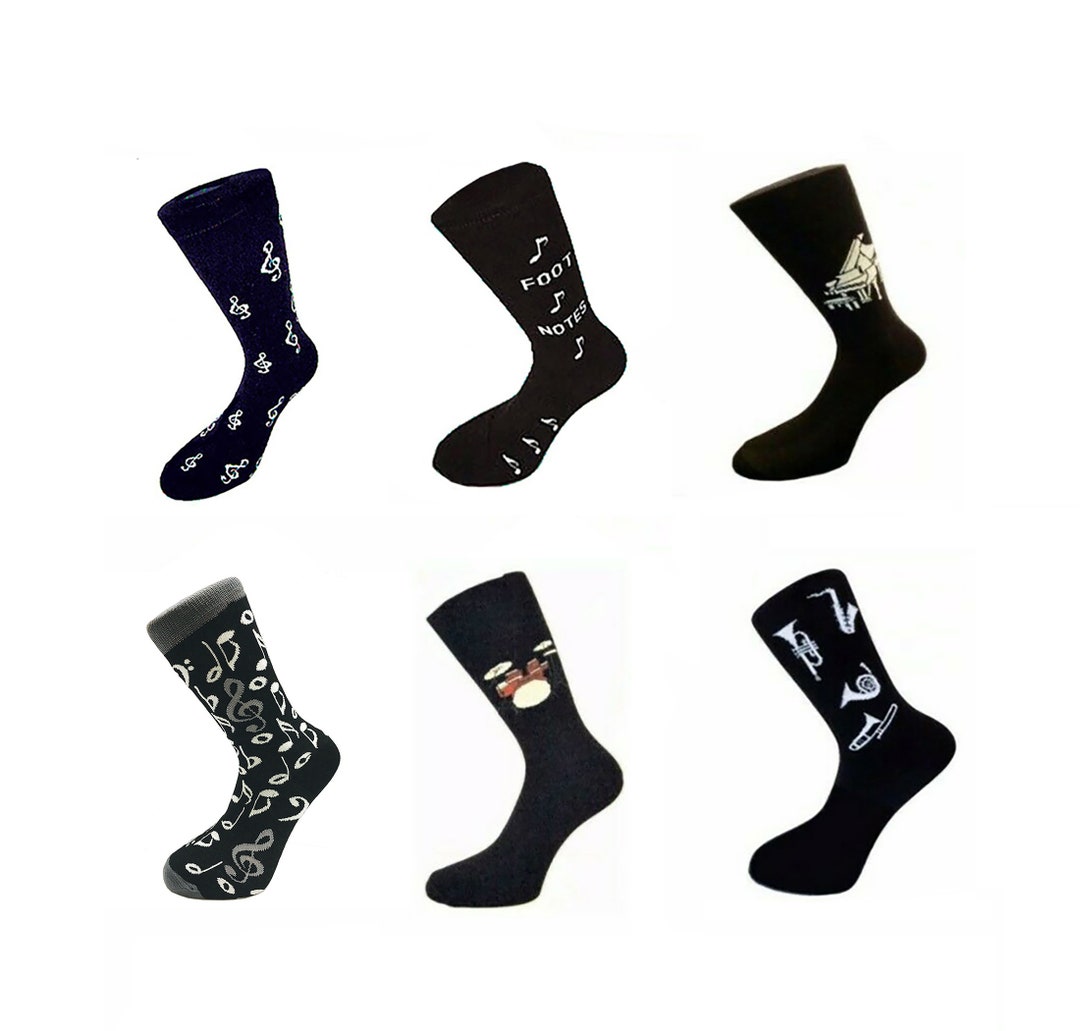 Musical Socks: Piano, Drum Set, Treble Clef, Foot Notes, Brass ...
