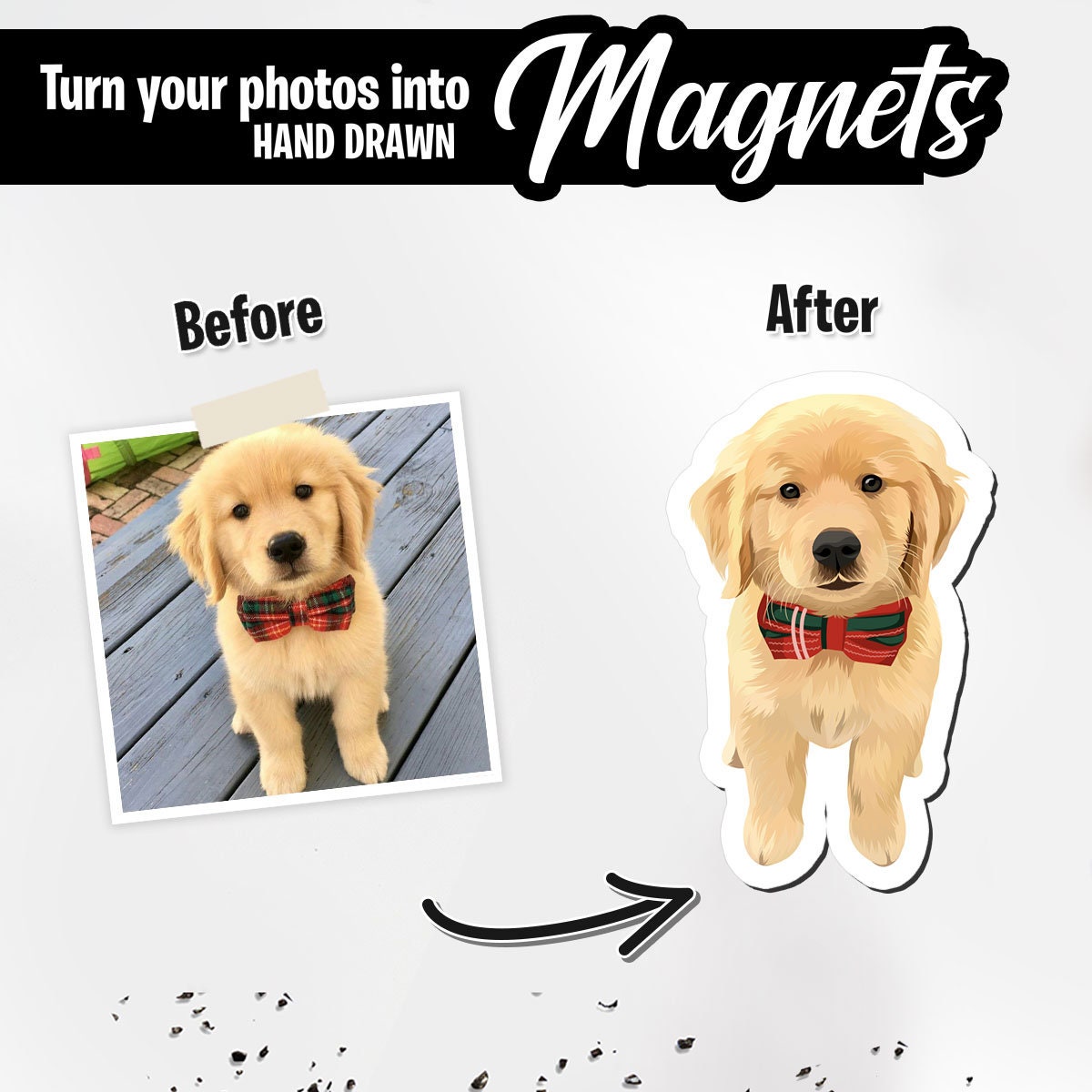 Personalized Dog Magnets - Hand Drawn | Custom Pet Magnets, Dog Head ...