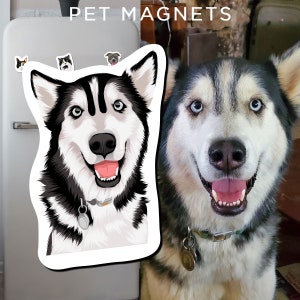 Personalized Dog Magnets - Hand Drawn | Custom Pet Magnets, Dog Head ...