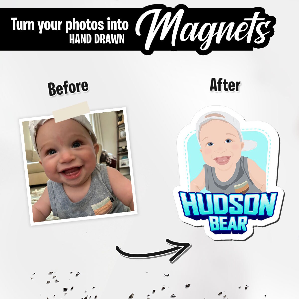 Custom Baby Magnets Hand Drawn Personalized Baby Magnets, Magnets of ...