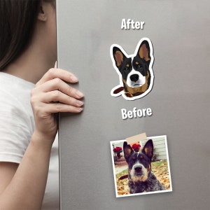 Personalized Dog Magnets - Hand Drawn | Custom Pet Magnets, Dog Head ...