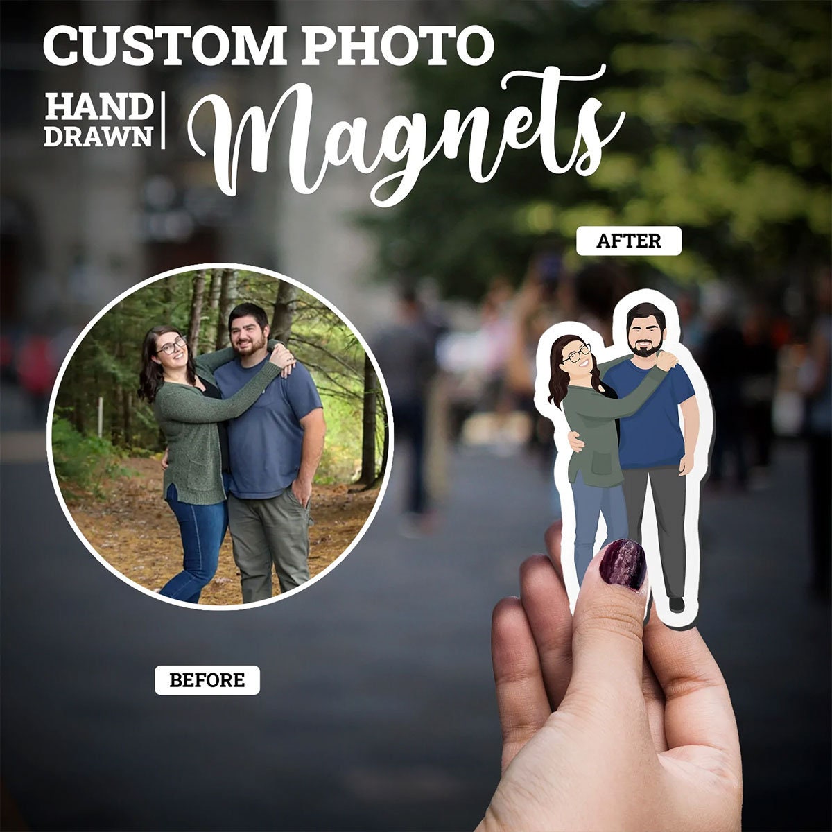Custom Portrait Magnets Hand Drawn Photo Magnets Custom - Etsy