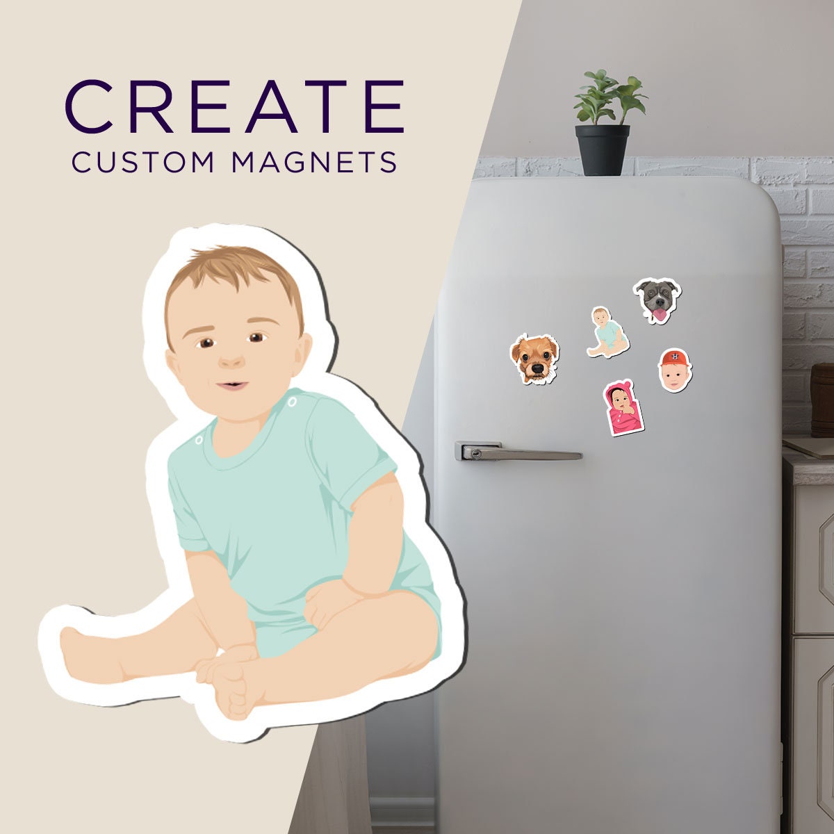 Custom Baby Magnets Hand Drawn Personalized Baby Magnets, Magnets of ...