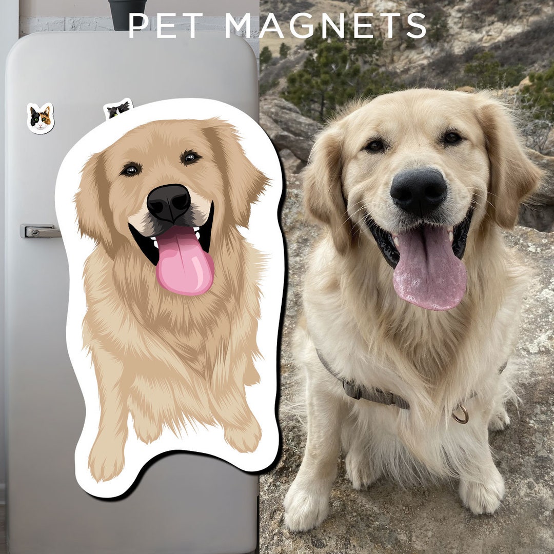 Personalized Dog Magnets - Hand Drawn | Custom Pet Magnets, Dog Head ...