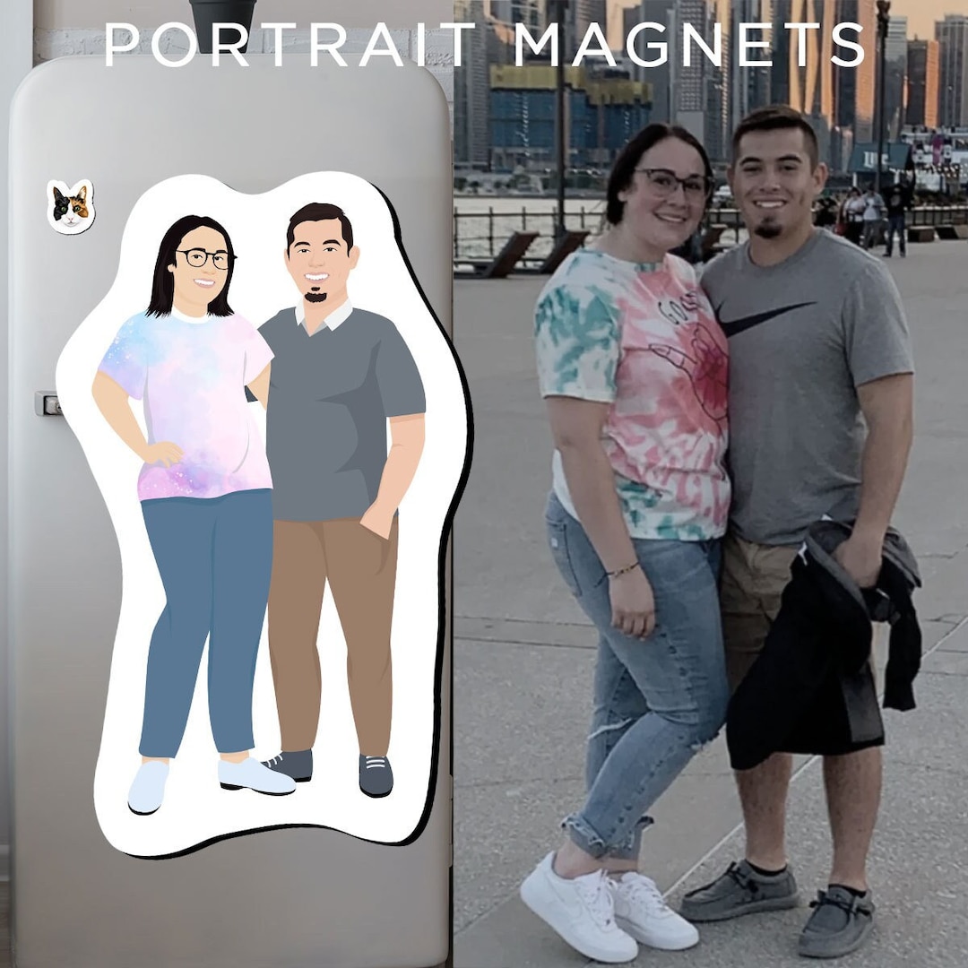 Custom Portrait Magnets - Hand Drawn | Photo Magnets, Custom Magnets ...
