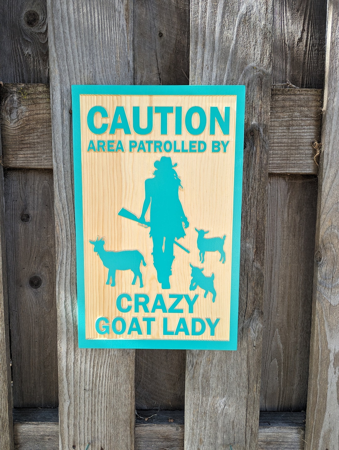 Crazy Goat Lady CNC Carved Wood Sign/door Hanger 12x18 country Girl ...
