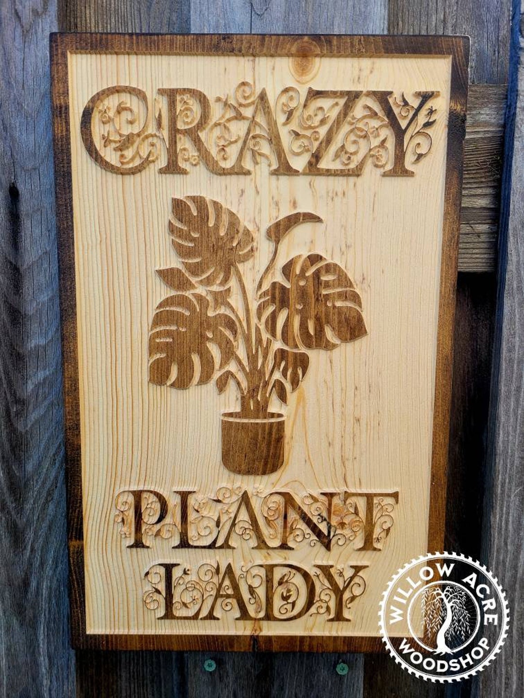 CNC Carved Crazy Plant Lady Sign/door Hanger - Etsy