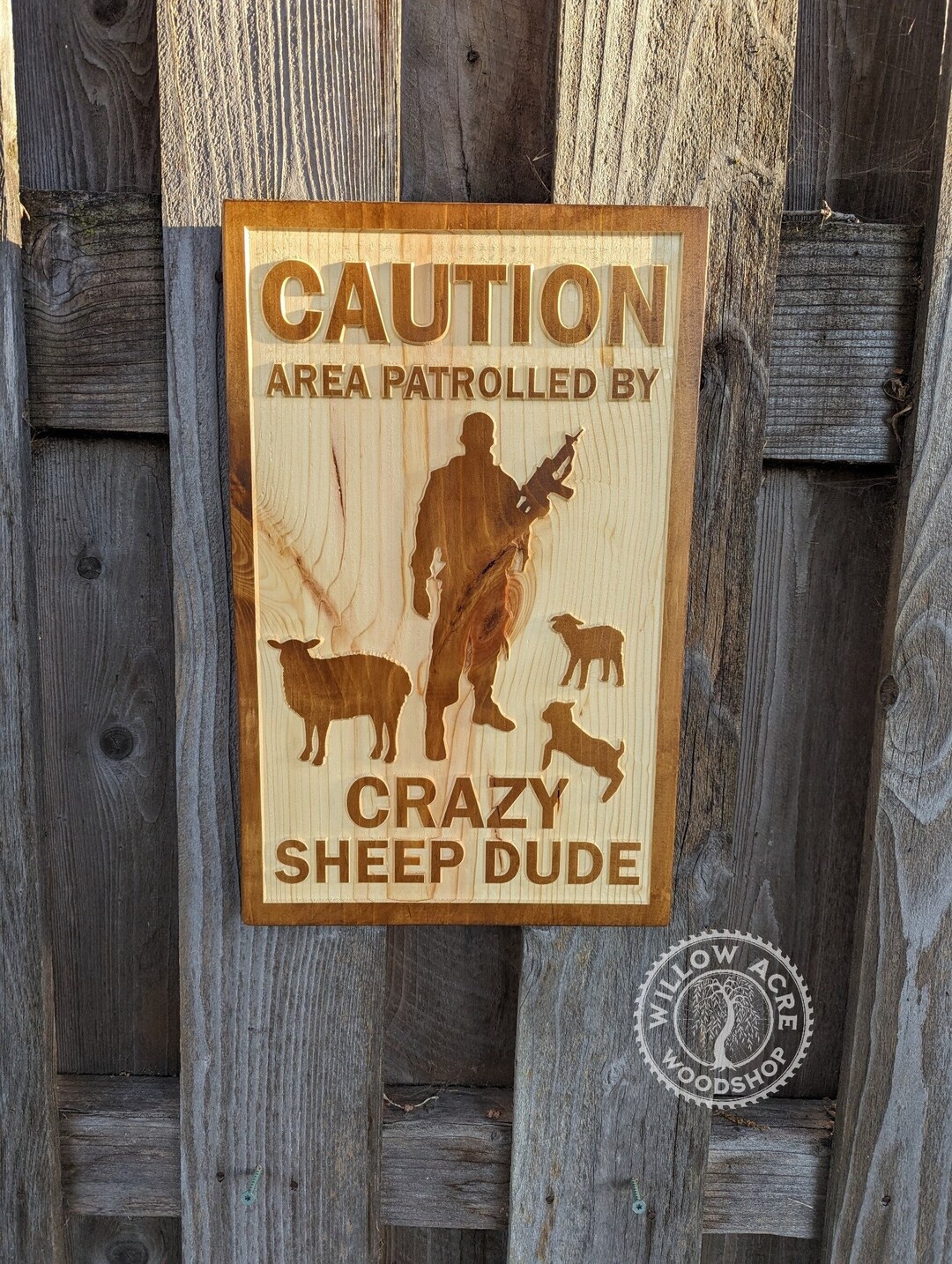 Crazy Sheep Dude CNC Carved Wood Sign/door Hanger 12x18 - Etsy