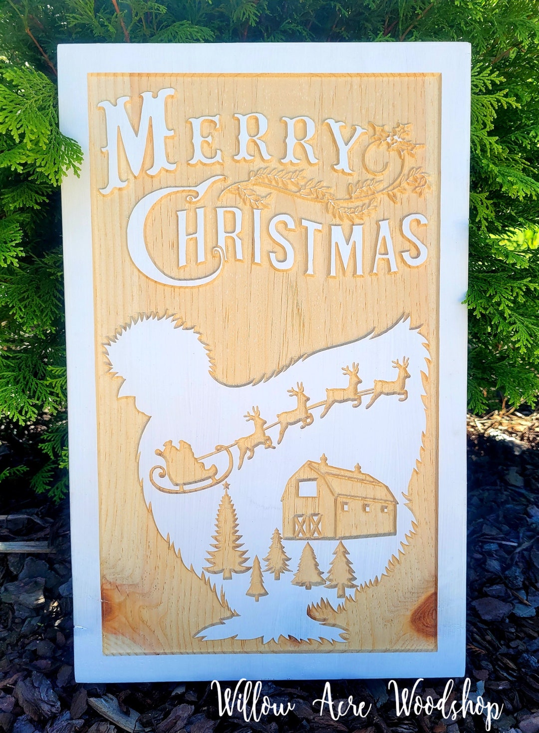 CNC Carved Merry Christmas Silkie With Santa Door Hanging/sign - Etsy