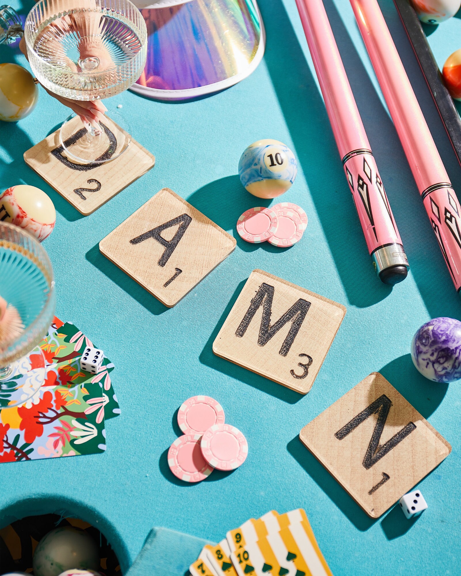 DAMN Scrabble Letter Tiles set of 4 Acrylic Drink Coasters Coffee Table ...