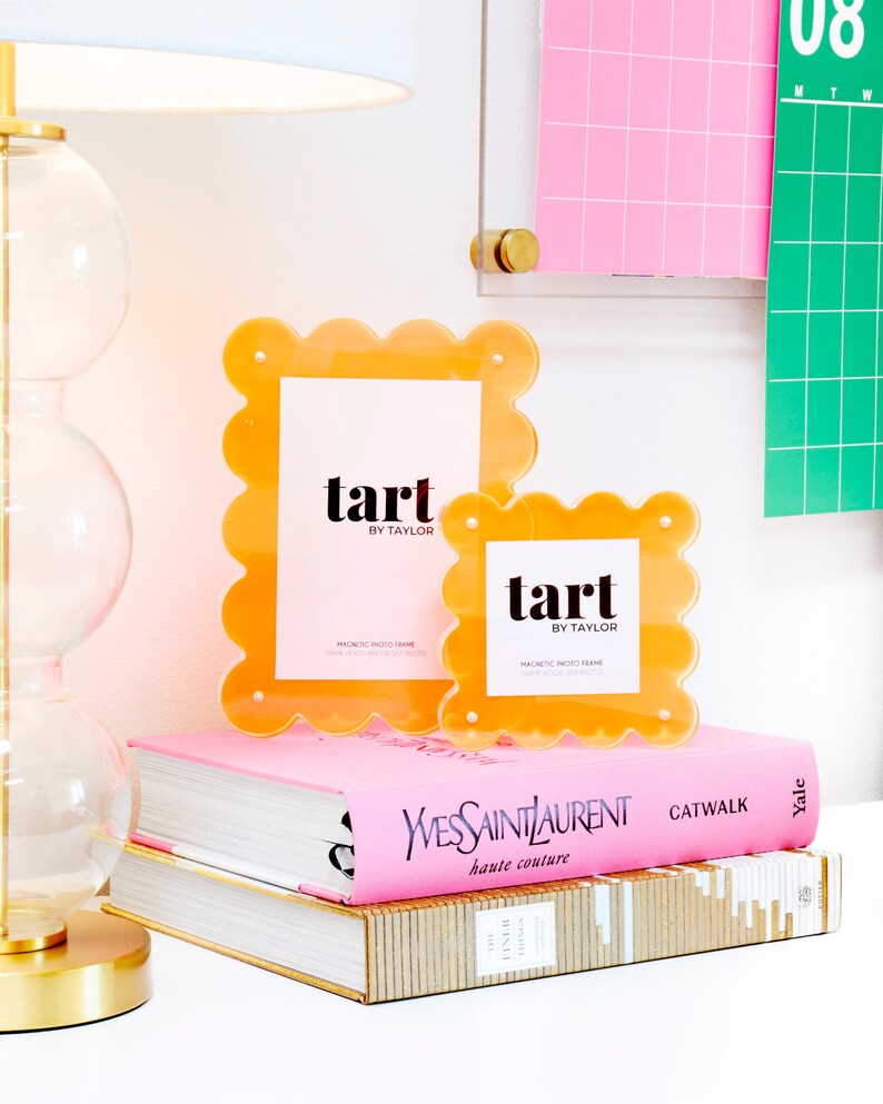Neon Orange Mini Scalloped Acrylic Picture Frame | Freestanding With ...