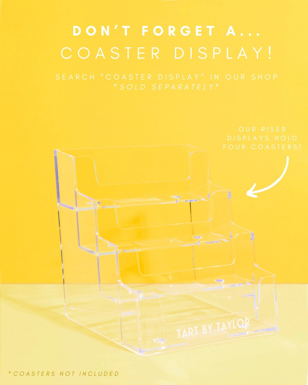 Acrylic Coaster Holder Display | Riser Display (holds 4 Coasters ...