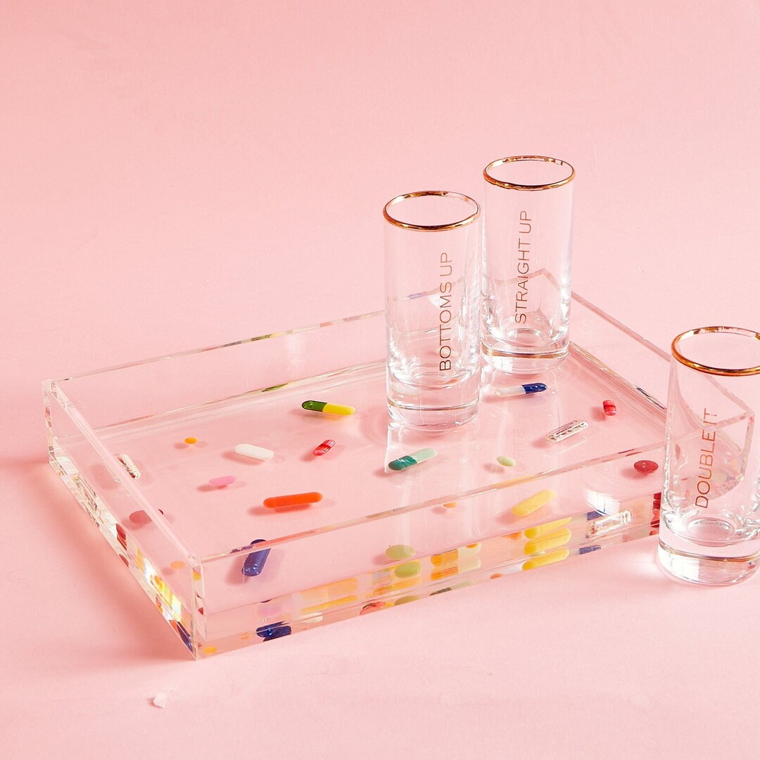 Small Acrylic Tray Colorful REAL Pill Capsules Perfect for Keys, Catch ...