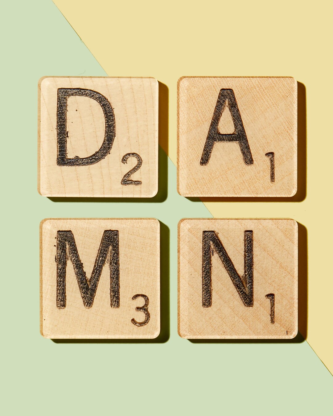 DAMN Scrabble Letter Tiles (set of 4) Acrylic Drink Coasters | Coffee ...