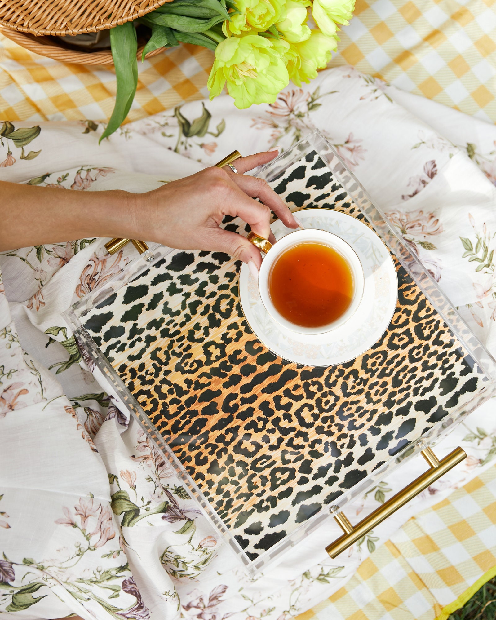 Large Acrylic Tray With Gold Handles | Leopard/animal Print Pattern ...
