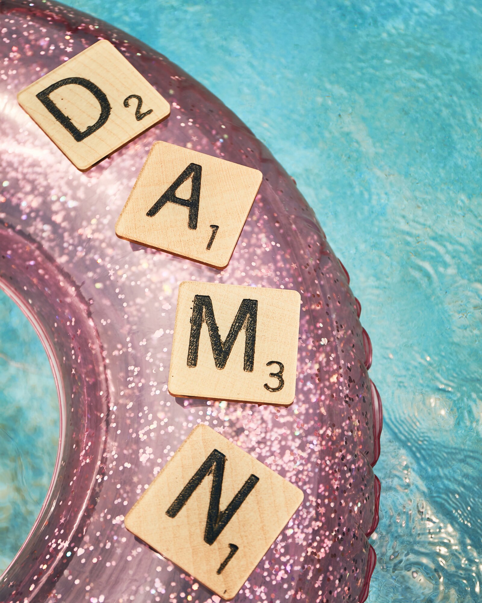 DAMN Scrabble Letter Tiles set of 4 Acrylic Drink Coasters Coffee Table ...