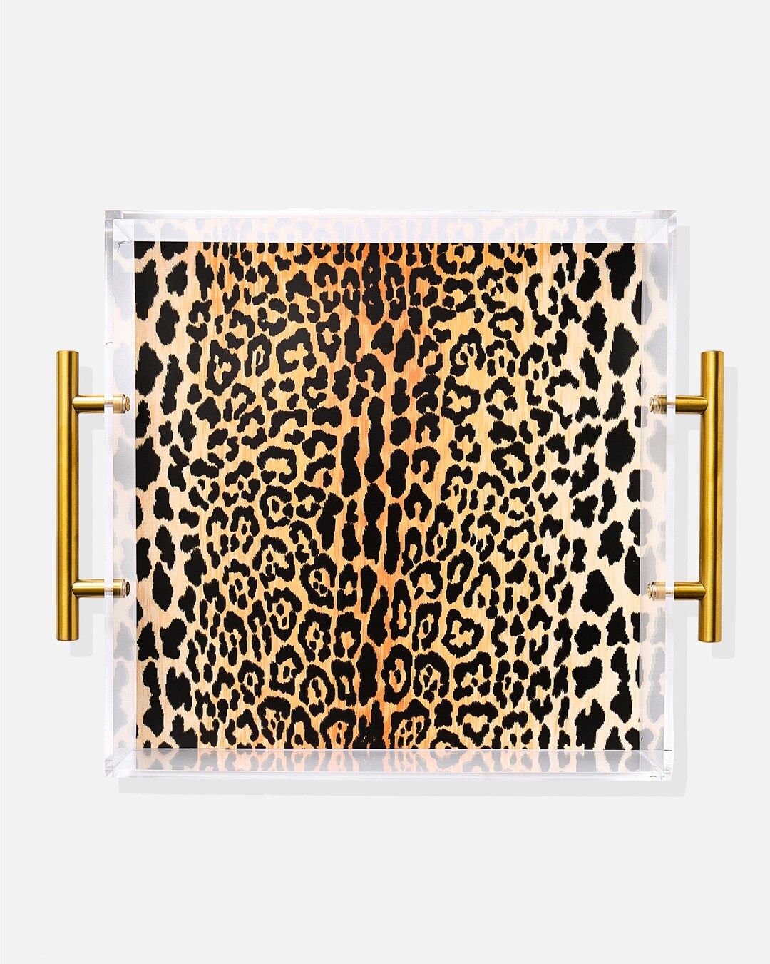 Large Acrylic Tray With Gold Handles | Leopard/animal Print Pattern ...