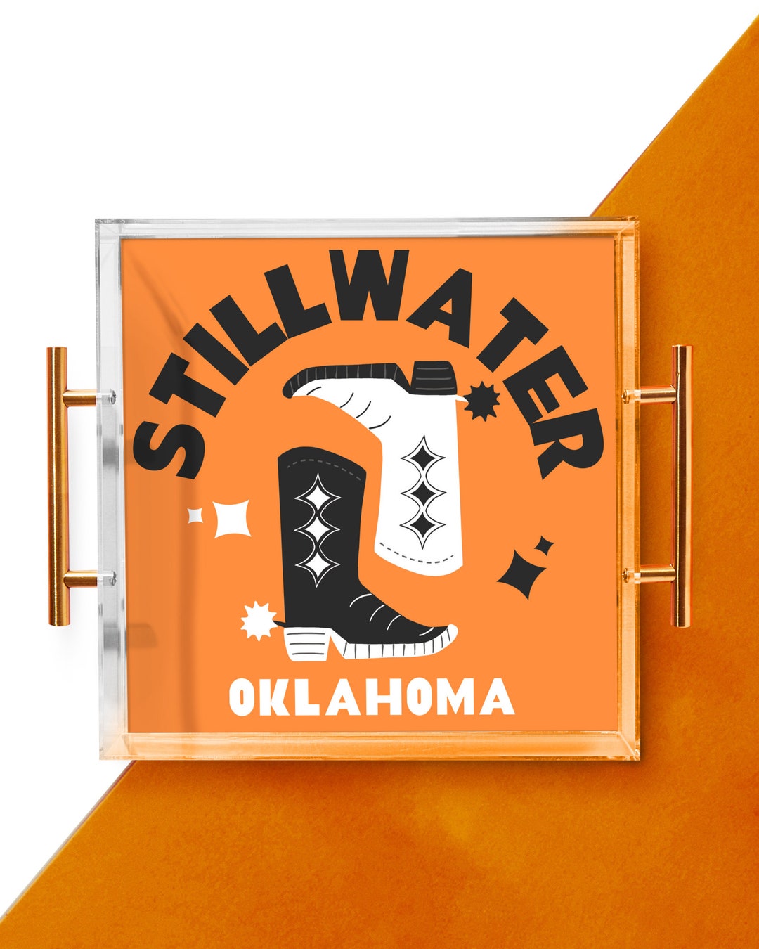 Stillwater | Large Acrylic Tray With Gold Handles | Stillwater ...