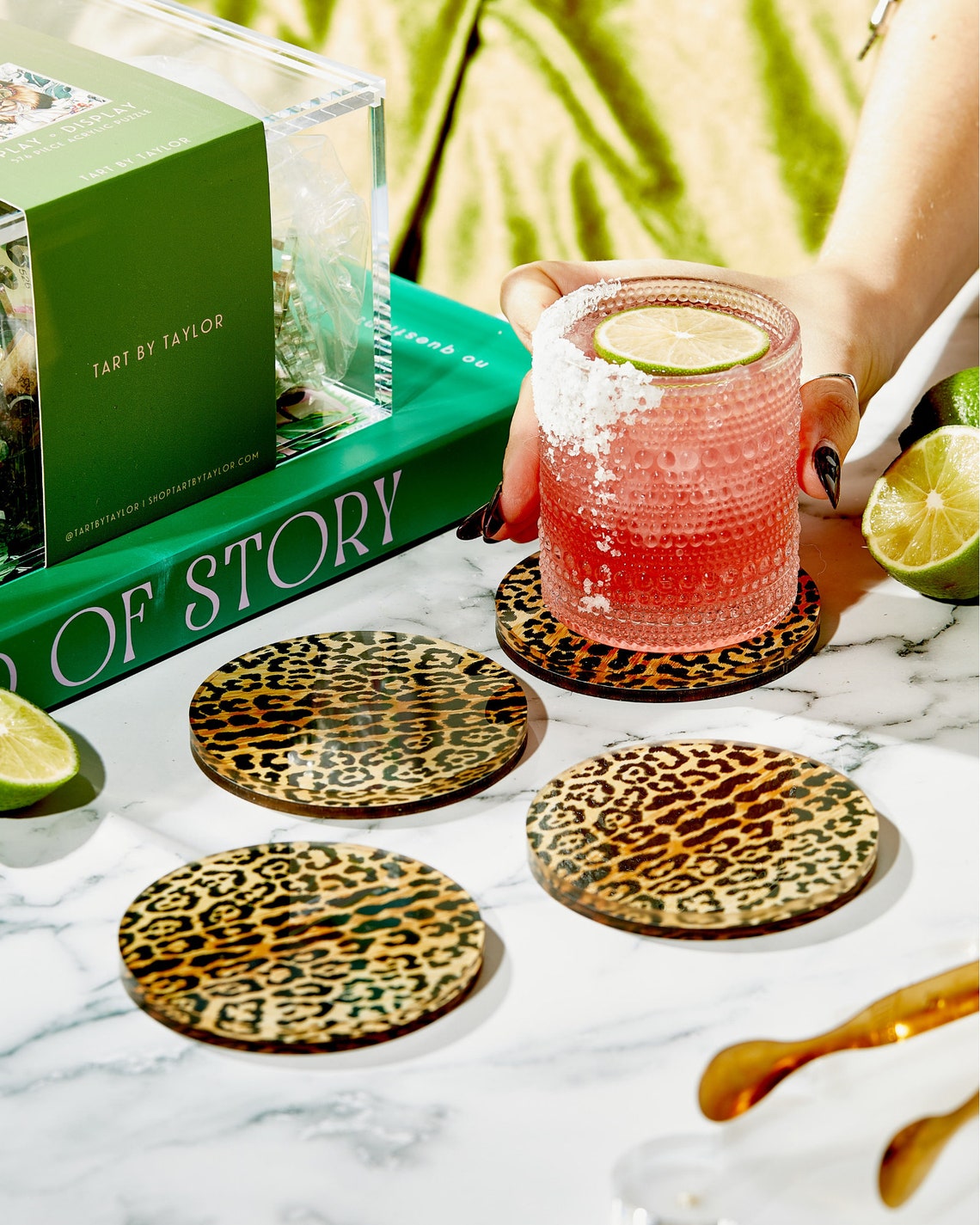 Leopard Print Acrylic Drink Coasters | Coffee Table, Bar Cart or Desk ...