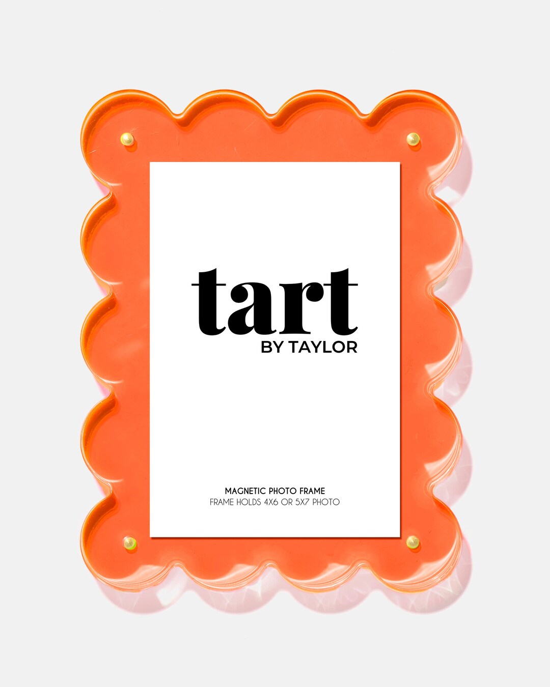 Neon Orange Scalloped Acrylic Picture Frame | Freestanding With Gold ...