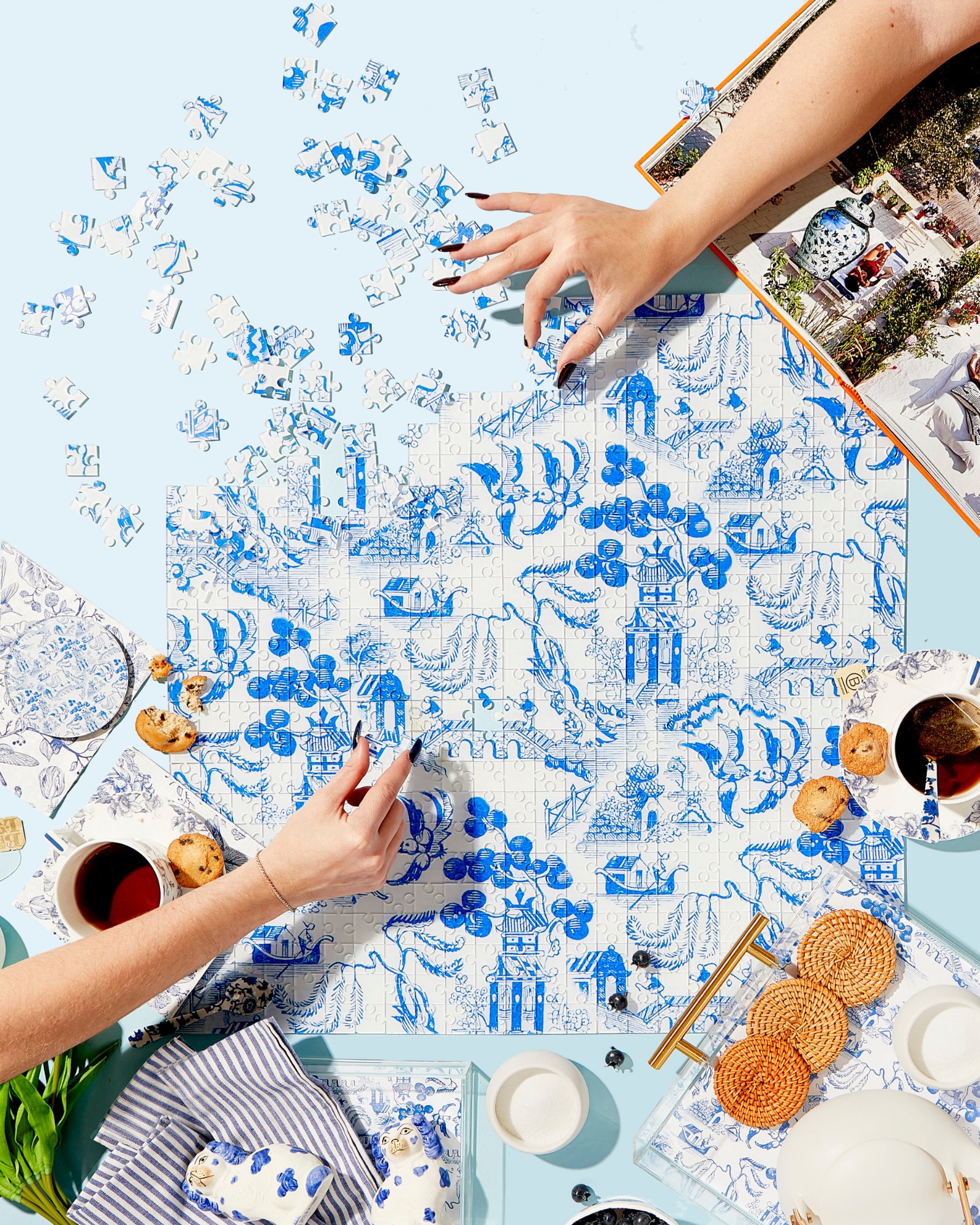 Acrylic Puzzle Matching Decorative Acrylic Display Box Blue and White ...