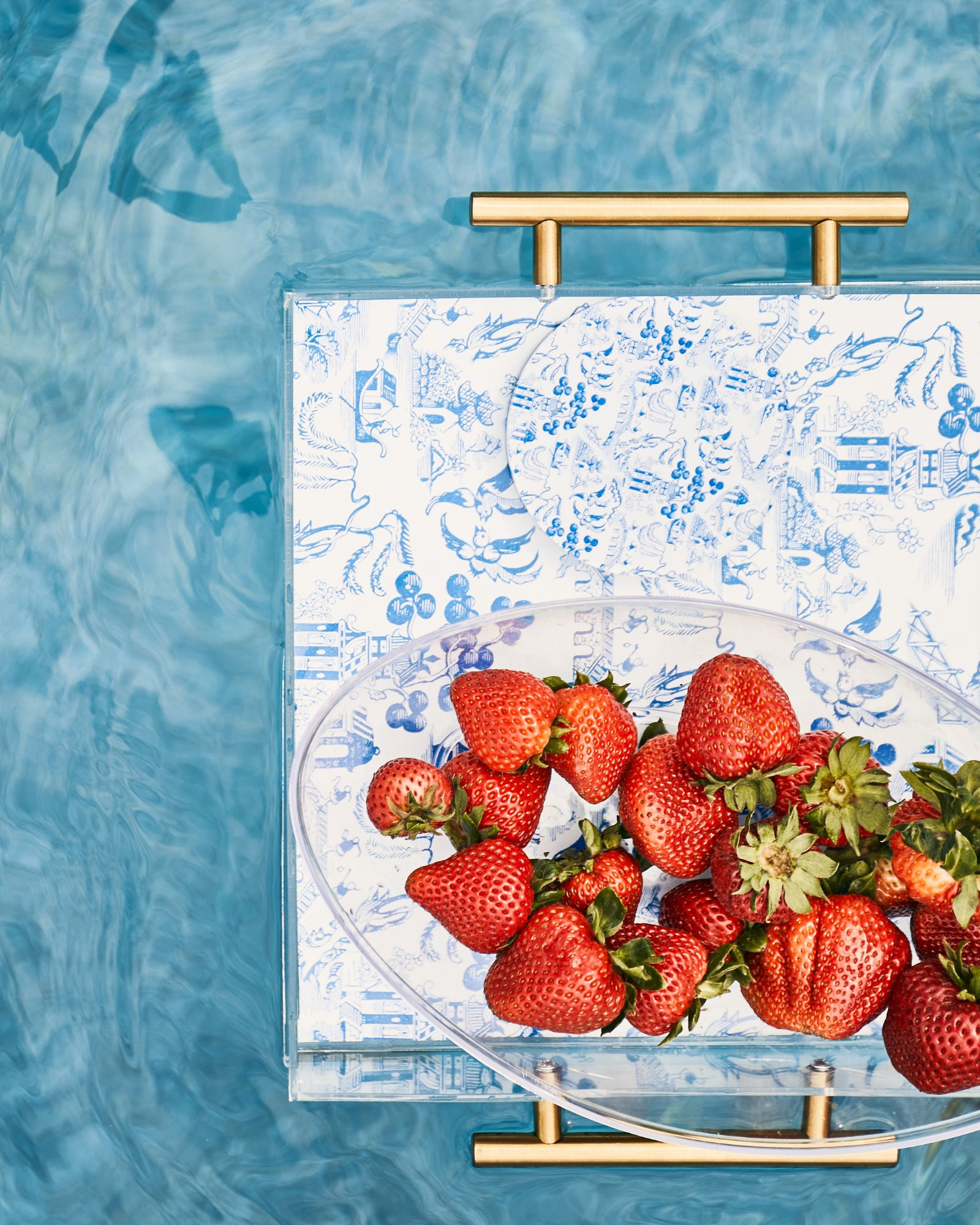 Large Acrylic Tray With Gold Handles Blue and White Classic Chinoiserie ...