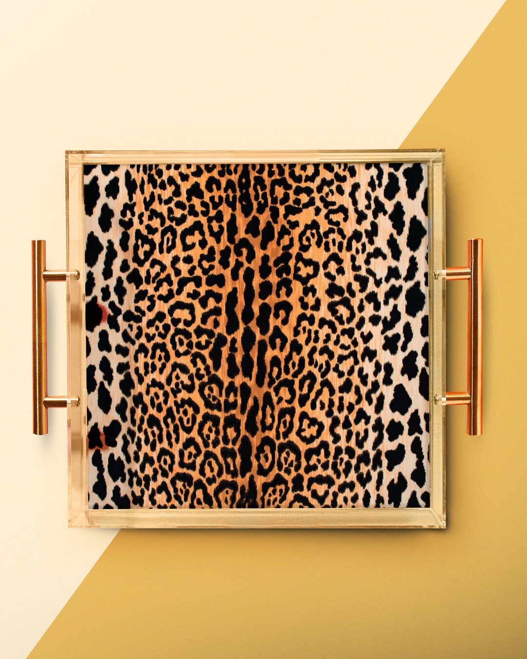 Large Acrylic Tray With Gold Handles | Leopard/animal Print Pattern ...