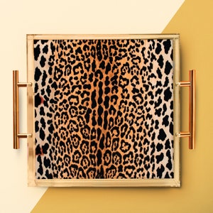 Large Acrylic Tray With Gold Handles | Leopard/animal Print Pattern ...