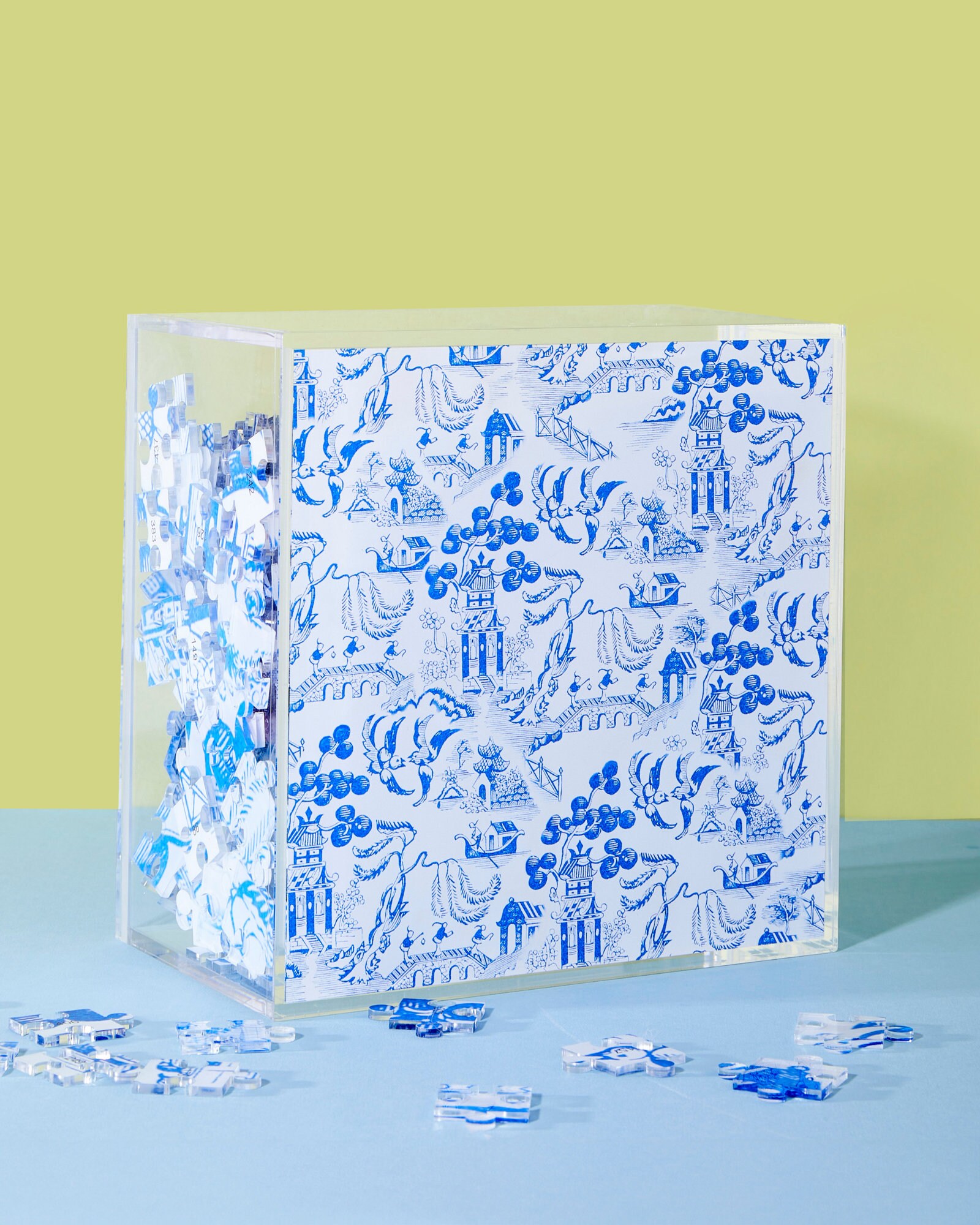 Acrylic Puzzle Matching Decorative Acrylic Display Box Blue and White ...