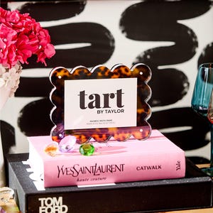 Tortoise Print Scalloped Acrylic Picture Frame | Freestanding With Gold ...