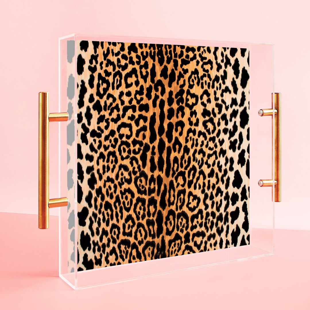 Large Acrylic Tray With Gold Handles Leopard/animal Print Pattern ...