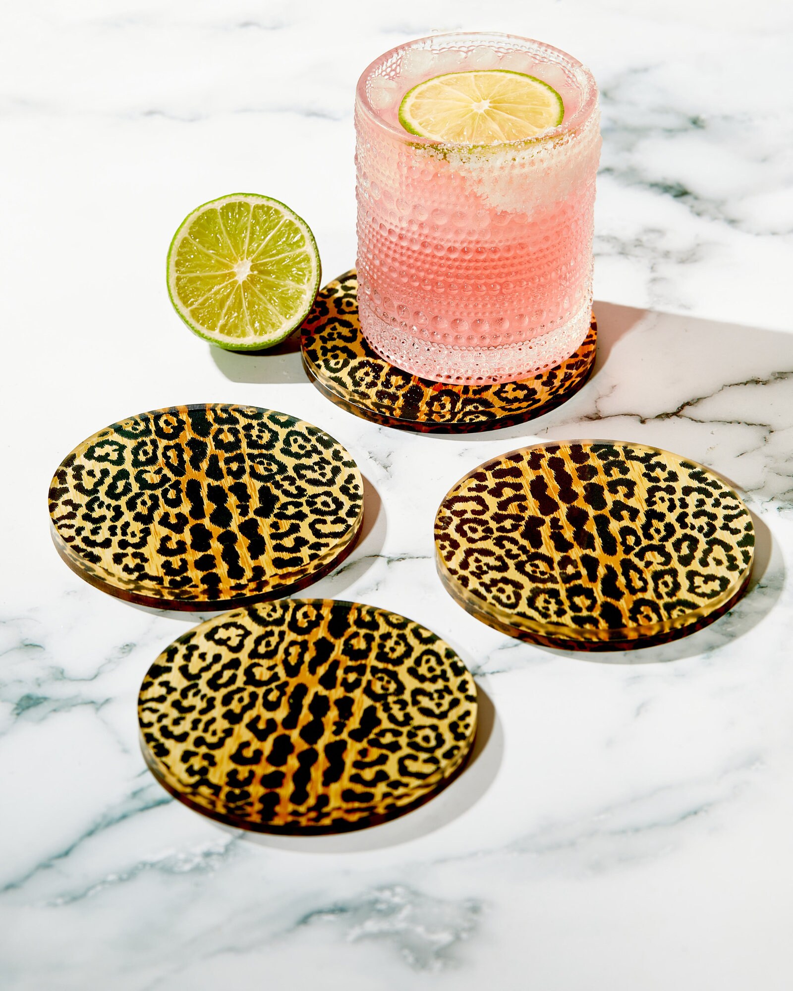 Leopard Print Acrylic Drink Coasters | Coffee Table, Bar Cart or Desk ...