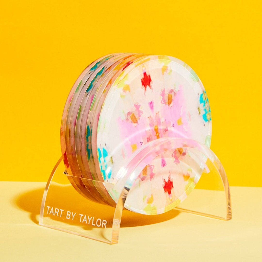 U-shape Acrylic Coaster Holder Display holds 4 Coasters Coffee Table ...