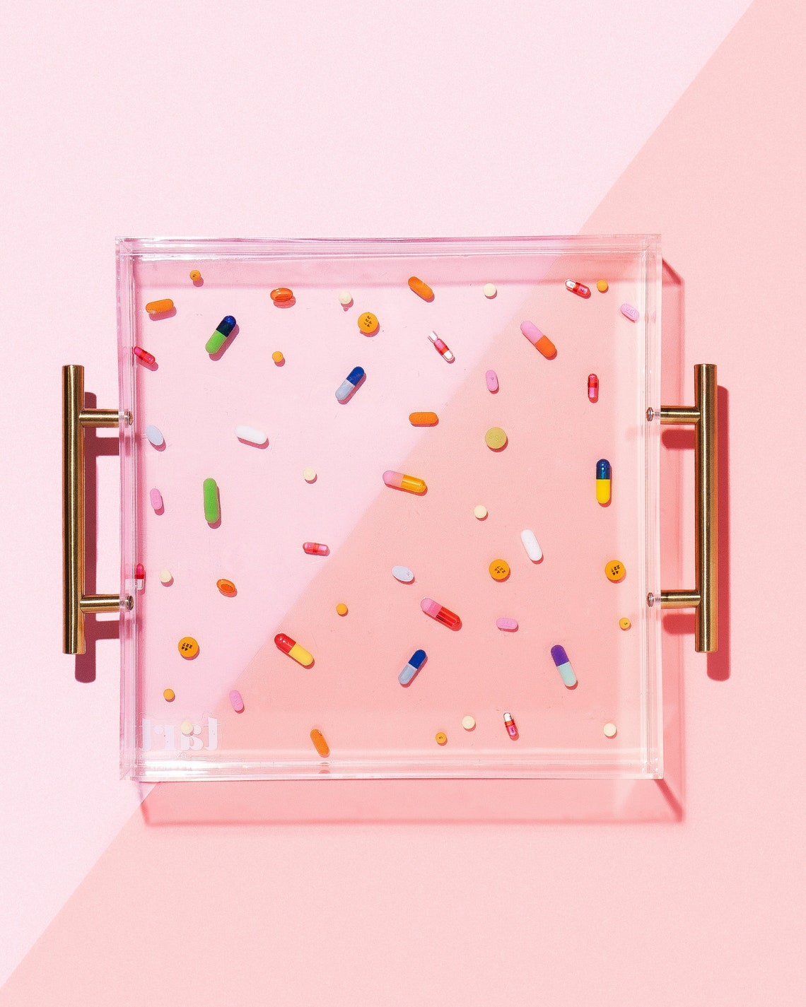 Large Acrylic and Resin Tray With Gold Handles Colorful REAL Pill ...