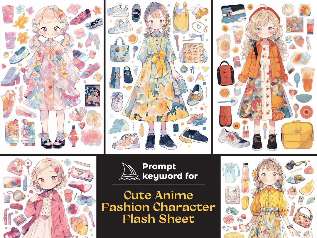 Pegatina de personaje de moda de anime profesional Hoja flash Aviso a ...