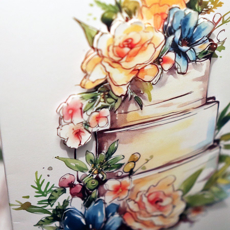 Handmade Layered Wedding Cake Card With Matching Envelope and Liner - Etsy