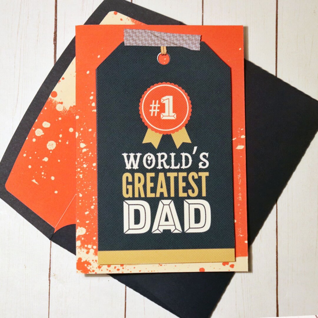Handmade Layered "world's Greatest Dad" Card With Matching Envelope and ...